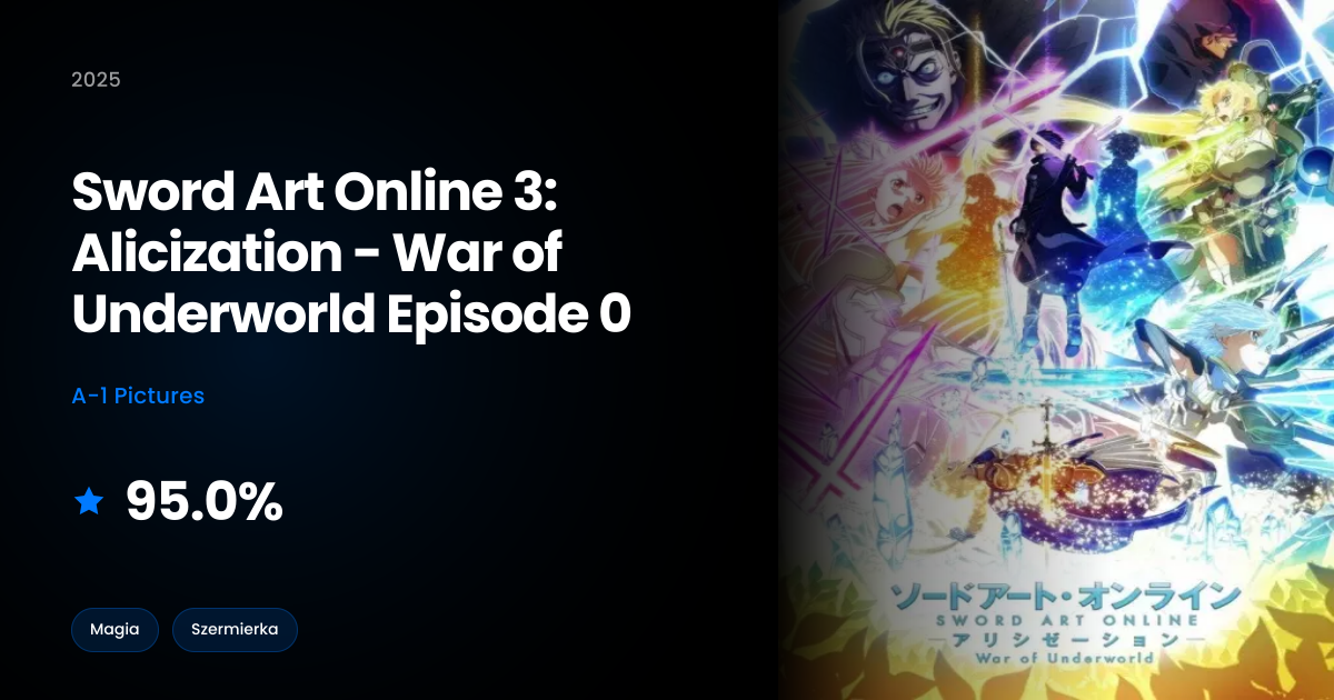 Sword Art Online 3: Alicization - War of Underworld Episode 0 × ...